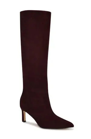 Dark Red Knee High Boots For Women