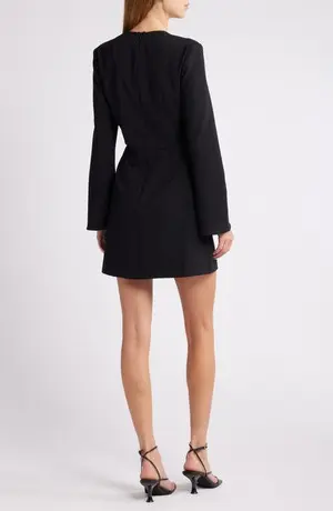 French Connection Whisper Long Sleeve Minidress - 02-black