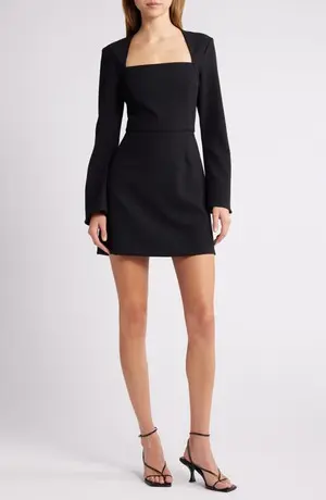 French Connection Whisper Long Sleeve Minidress - 02-black