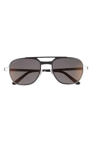 CARTIER 56mm Polarized Panthos Sunglasses - Black