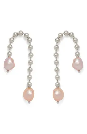 Lady Grey Frankie Pearl Drop Earrings - Silver/ Pearl