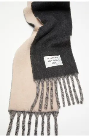 Acne Studios Volly Alpaca & Wool Blend Fringe Scarf - Beige/grey