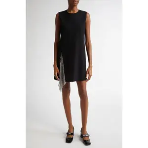 Versace Metallic Mesh Inset Virgin Wool Cocktail Dress