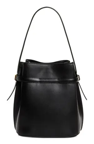TOTEME Belted Leather Bucket Bag - Black