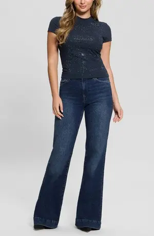 Guess Rhinestone Pattern Top - Medium Blue