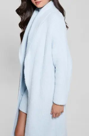 Guess Vero Fuzzy Shawl Collar Longline Cardigan