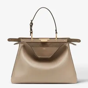 Fendi Large Peekaboo Soft Bag - Grey