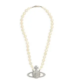VIVIENNE WESTWOOD Pearl Bas Relief Necklace - Silver