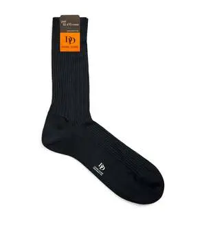DORE DORE Doré Doré Cotton Rib-Knit Socks Navy