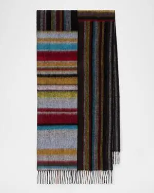 Paul Smith Apos;s Lambswool Signature Mash Up Scarf - Multi Pattern