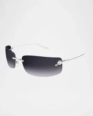 Cartier Panthère Rectangle Rimless Sunglasses - Black