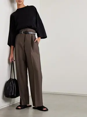 THE ROW Lonan Grain De Poudre Mohair And Wool-blend Pants