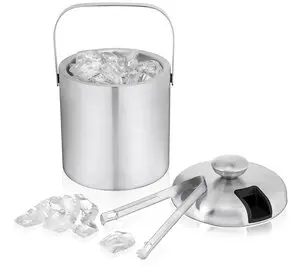 TRUE BRANDS Stainless Steel Ice Bucket With Tongs - Silver