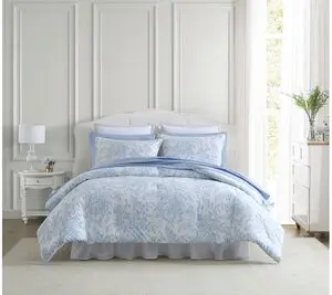 Laura Ashley Bedford Blue Full Queen Comforter Am Set - One-color