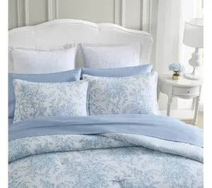 Laura Ashley Bedford Blue Full Queen Comforter Am Set