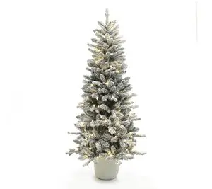 LUXEN HOME Luxenhome 5ft Multicolored Pre-lit Flocked Arti Ficial Tree - One-color