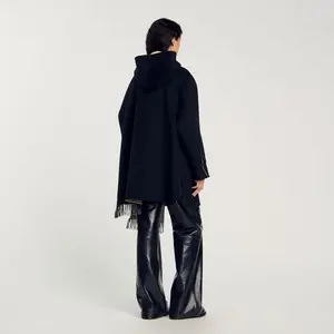 Sandro Wool Coat With Scarf