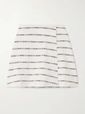 BODE Rec Jacquard-knit Cotton Mini Wrap Skirt