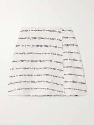 BODE Rec Jacquard-knit Cotton Mini Wrap Skirt