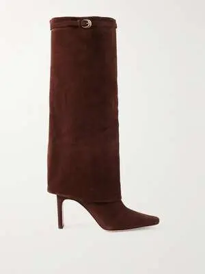 Staud Wally Buckled Suede Knee Boots