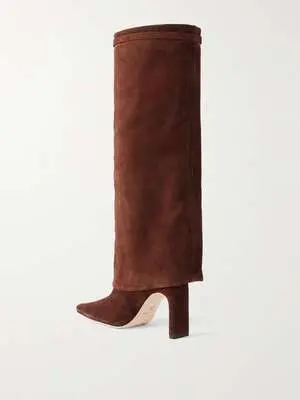 Staud Wally Buckled Suede Knee Boots