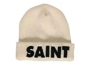 SAINT MICHAEL Logo Knit Beanie - Cream