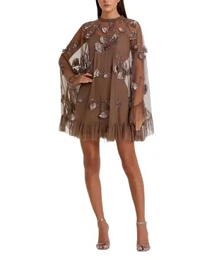 Mac Duggal Embellished A-line Mini Dress - Chocolate