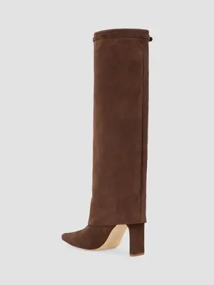 Staud Wally 90mm Suede Foldover Boots