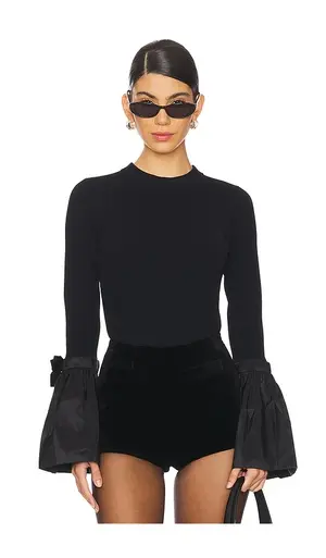 Simkhai Agata Ribbed Knit Top With Contrast Cuffs