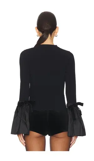 Simkhai Agata Ribbed Knit Top With Contrast Cuffs