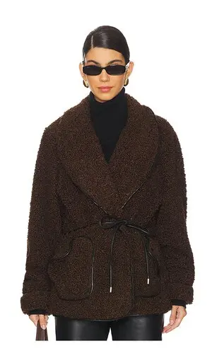 Simkhai Kimia Sherpa Tie Waist Jacket - Brown