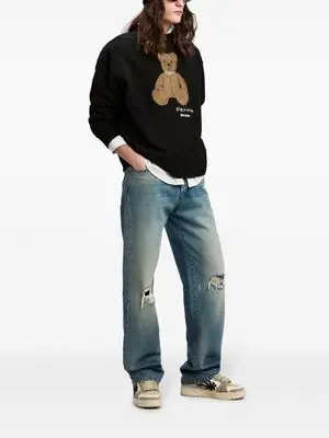 Palm Angels Bear Motif Crewneck Sweatshirt - Black