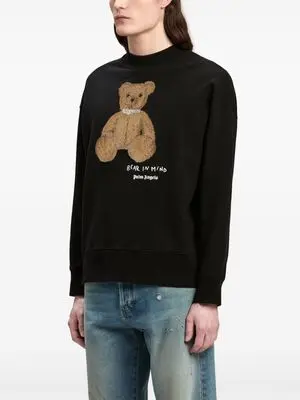 Palm Angels Bear Motif Crewneck Sweatshirt - Black