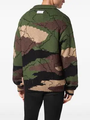 Philipp Plein V-neck Intarsia-knitted Cardigan
