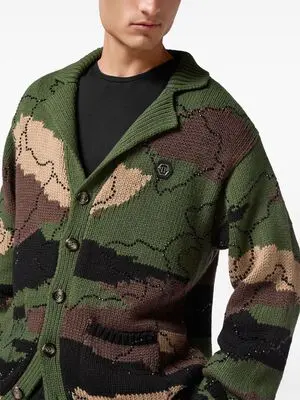 Philipp Plein V-neck Intarsia-knitted Cardigan
