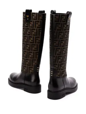 Fendi Filo Jacquard Boots - Black