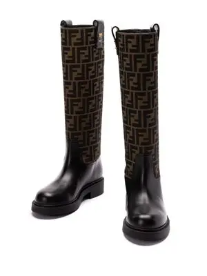 Fendi Filo Jacquard Boots - Black
