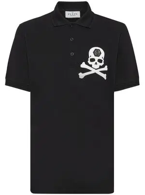 Philipp Plein Logo-print Cotton Polo Shirt - Black