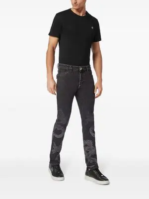Philipp Plein Dragon-print Straight-leg Jeans