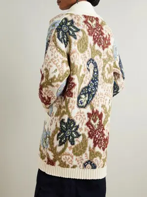 Etro Oversized Jacquard-knit Wool-blend Cardigan - Cream