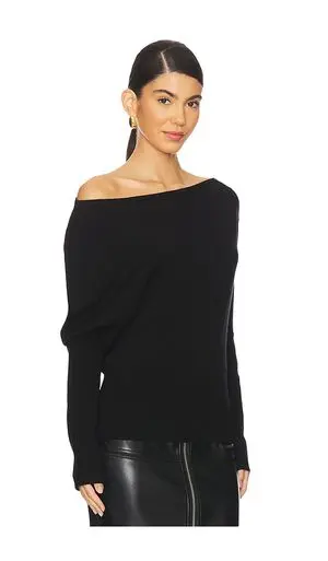 Simkhai Lavina Draped Off Shoulder Sweater - Black