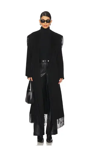 Simkhai Carrie Fringe Robe Coat - Black