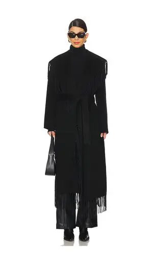Simkhai Carrie Fringe Robe Coat - Black
