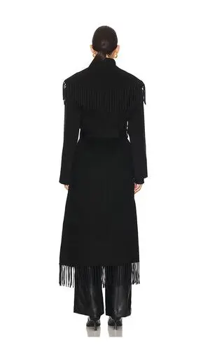 Simkhai Carrie Fringe Robe Coat - Black