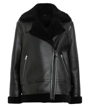 ALLSAINTS Sola Oversized Shearling Biker Jacket - Black