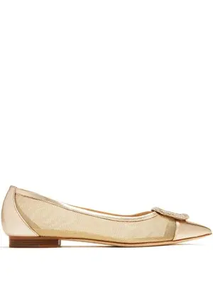 Malone Souliers Gold Tone Flats For Women