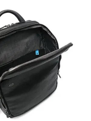 PIQUADRO Leather Backpack - Black