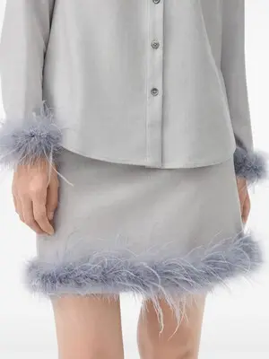 Shanghai Tang Feather-trim Mini Skirt - Grey