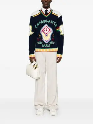 Casablanca Fraternity Merino Wool Sweater - Blue