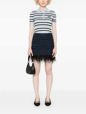 TWINSET Feather-trim Tweed Mini Skirt